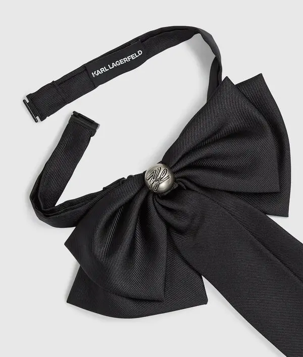 Karl Lagerfeld Oversized Bow Tie With Autograph Logo Pin
