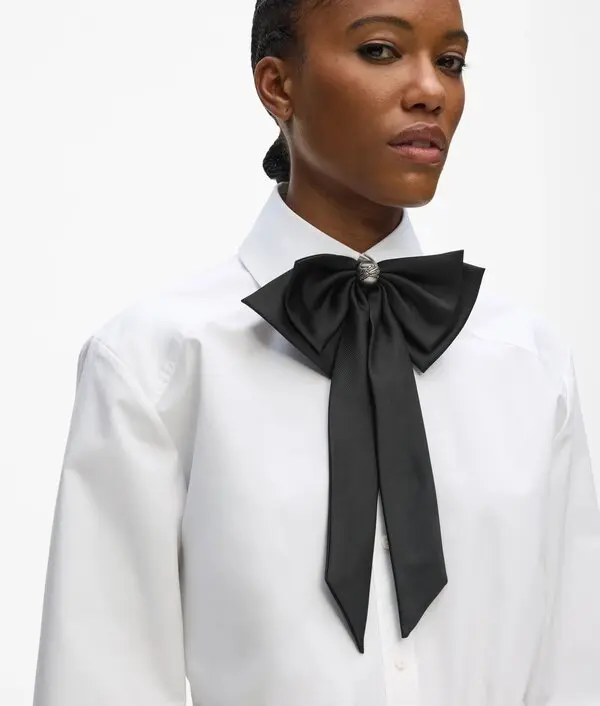 Karl Lagerfeld Oversized Bow Tie With Autograph Logo Pin