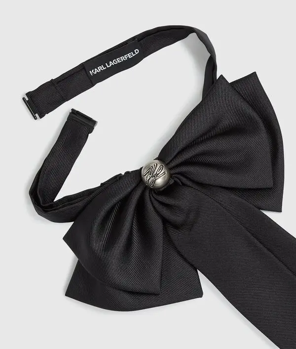 Karl Lagerfeld Oversized Bow Tie With Autograph Logo Pin