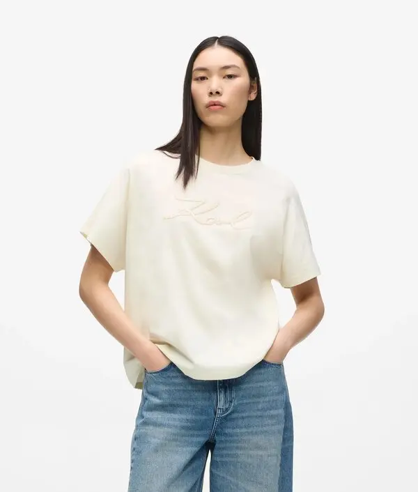 Karl Lagerfeld Organic Cotton T-shirt - Cannoli Cream