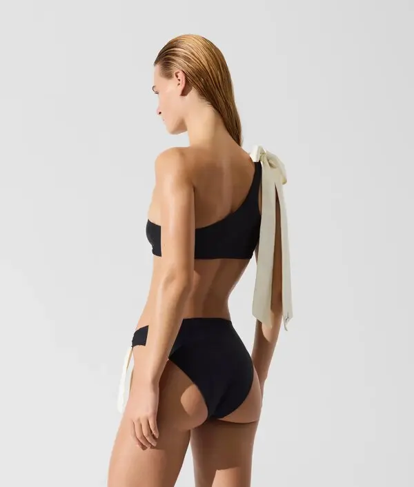 Karl Lagerfeld Signature Bow One-shoulder Bikini Top