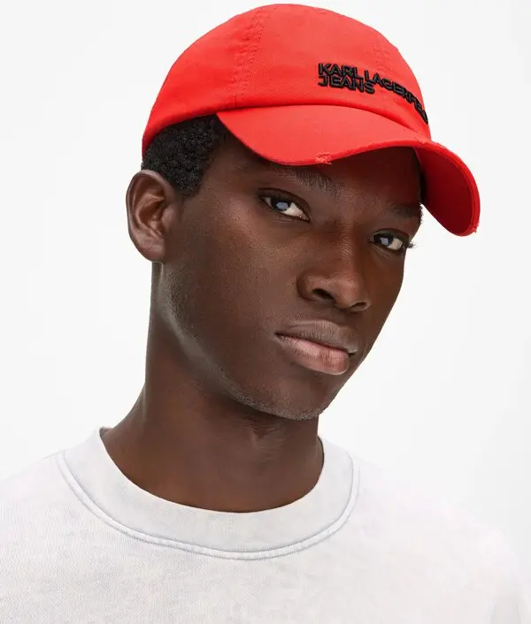 Karl Lagerfeld Distressed Logo Baseball Cap