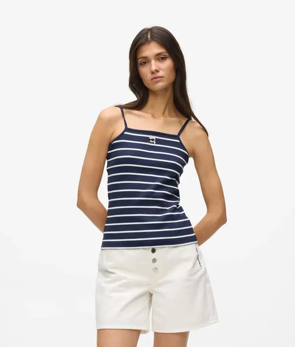 Karl Lagerfeld Ikon Striped Tank Top - Medieval Blue-white