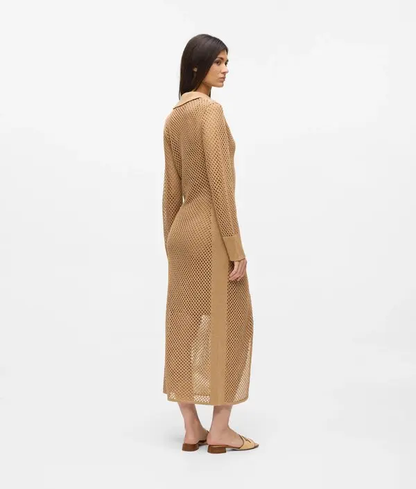 Karl Lagerfeld Long-sleeve Crochet Knit Maxi Dress
