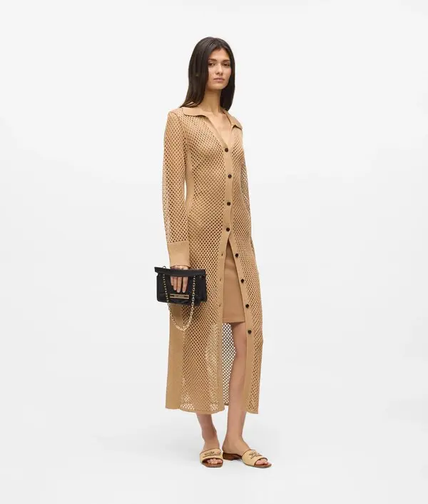 Karl Lagerfeld Long-sleeve Crochet Knit Maxi Dress