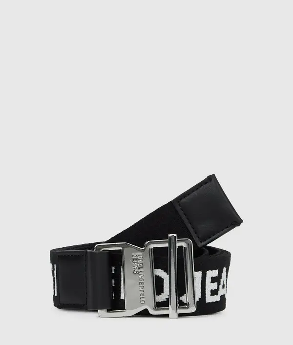 KL JEANS Jeans Textured Logo Webbing Belt - Black