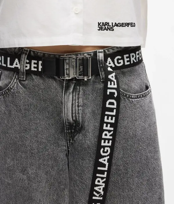 KL JEANS Jeans Textured Logo Webbing Belt - Black
