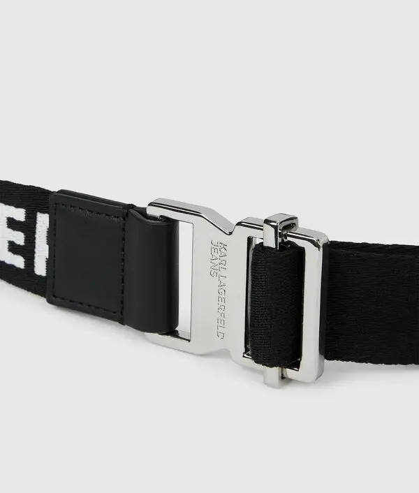 KL JEANS Jeans Textured Logo Webbing Belt - Black