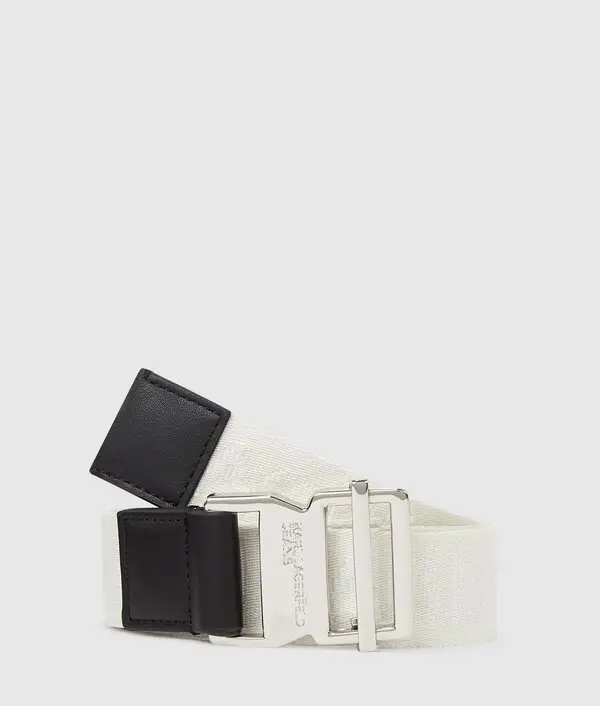 KL JEANS Jeans Textured Logo Webbing Belt - White