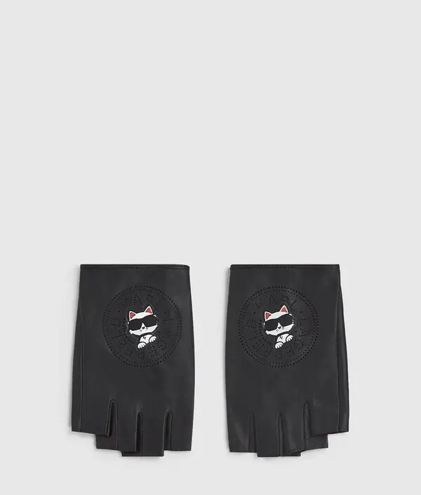 Karl Lagerfeld Ikon Circle Choupette Fingerless Gloves - Black