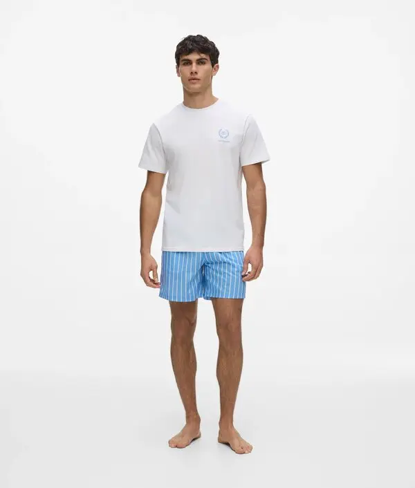 Karl Lagerfeld Striped Pajama Set With Embroidered Crest