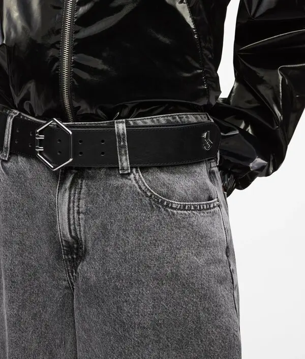 KL JEANS Jeans Wide Hexagonal Buckle Leather Belt
