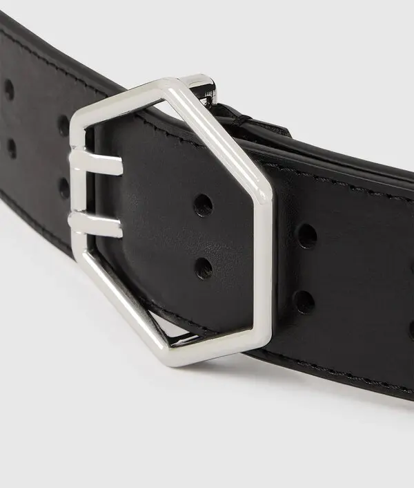 KL JEANS Jeans Wide Hexagonal Buckle Leather Belt