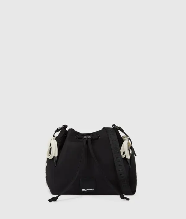 KL JEANS Nylon Lace-up Bucket Bag - Black