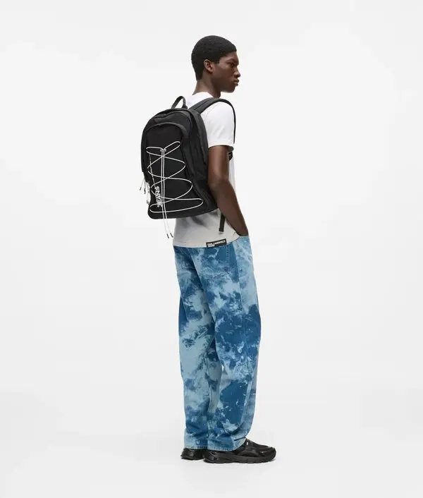 KL JEANS Utility Backpack With Drawstring Detail And Logo - Black