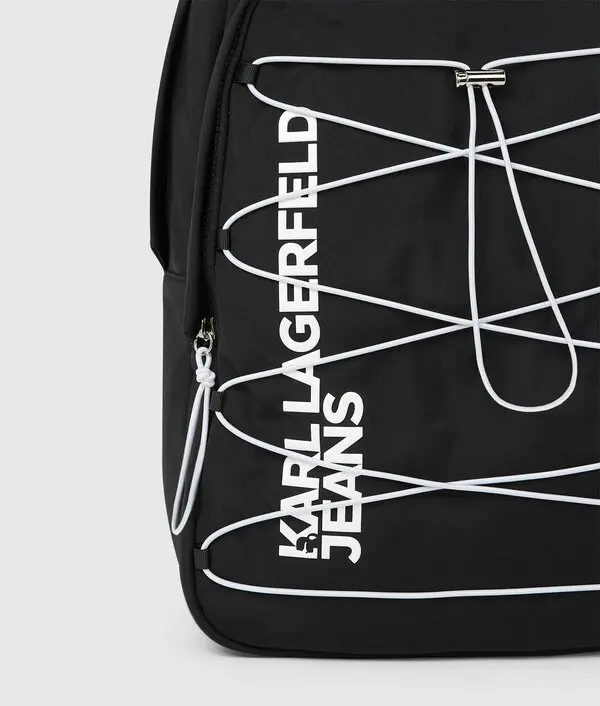 KL JEANS Utility Backpack With Drawstring Detail And Logo - Black