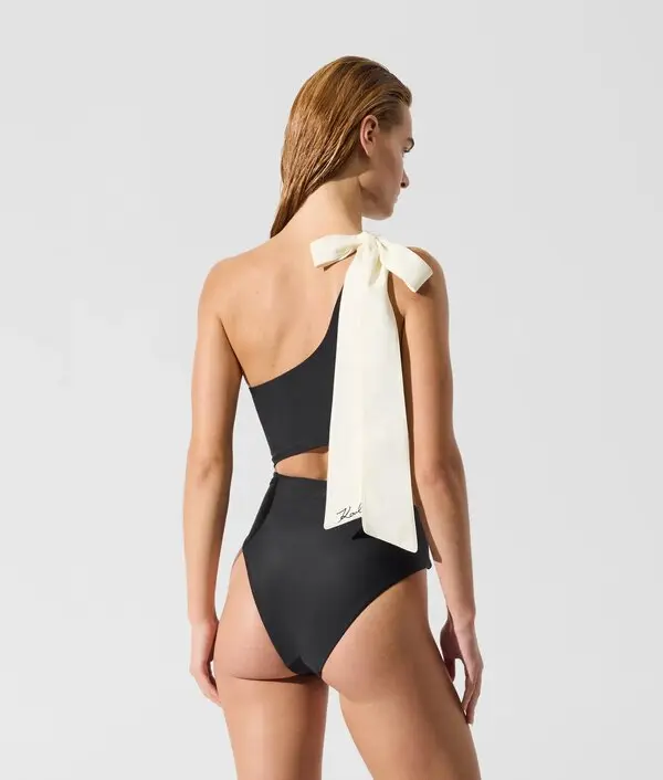 Karl Lagerfeld One-shoulder Swimsuit With Oversized Bow Detail
