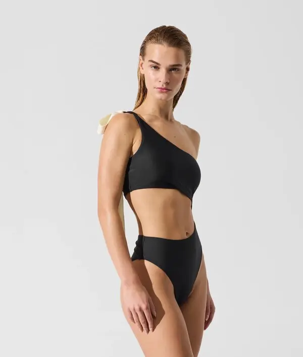 Karl Lagerfeld One-shoulder Swimsuit With Oversized Bow Detail - Black