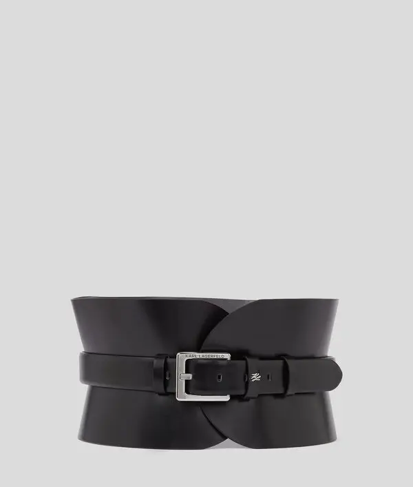 Karl Lagerfeld K/essential Wide Corset Belt - Black