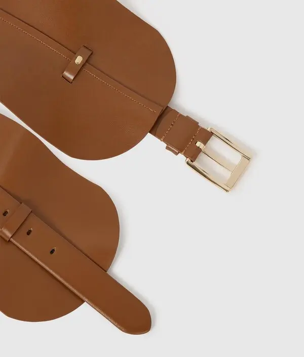 Karl Lagerfeld K/essential Wide Corset Belt - Dark Tan