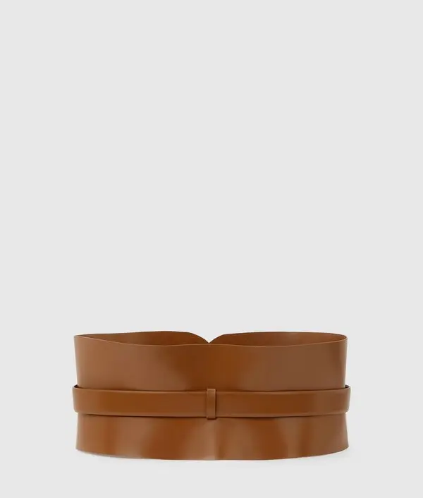 Karl Lagerfeld K/essential Wide Corset Belt - Dark Tan