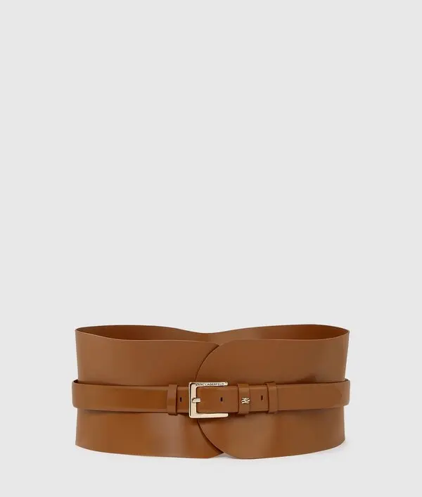Karl Lagerfeld K/essential Wide Corset Belt - Dark Tan