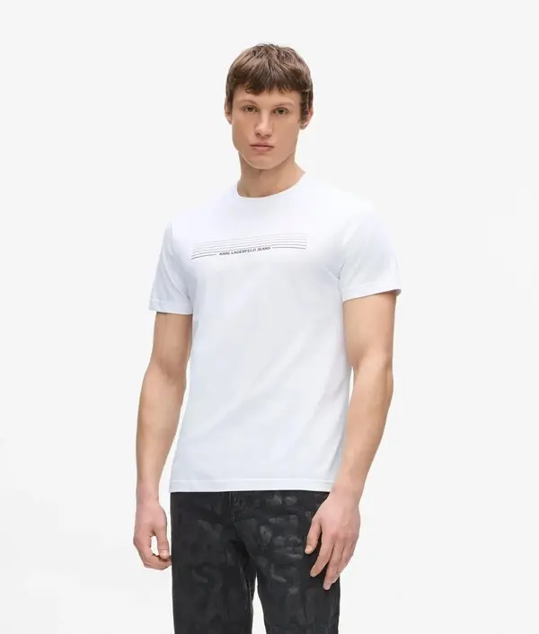 KL JEANS Slim Striped Logo T-shirt - White