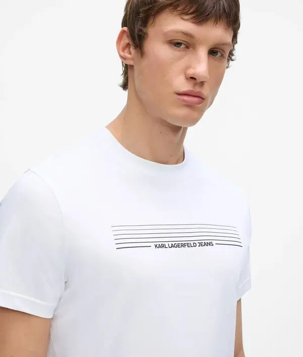 KL JEANS Slim Striped Logo T-shirt - White