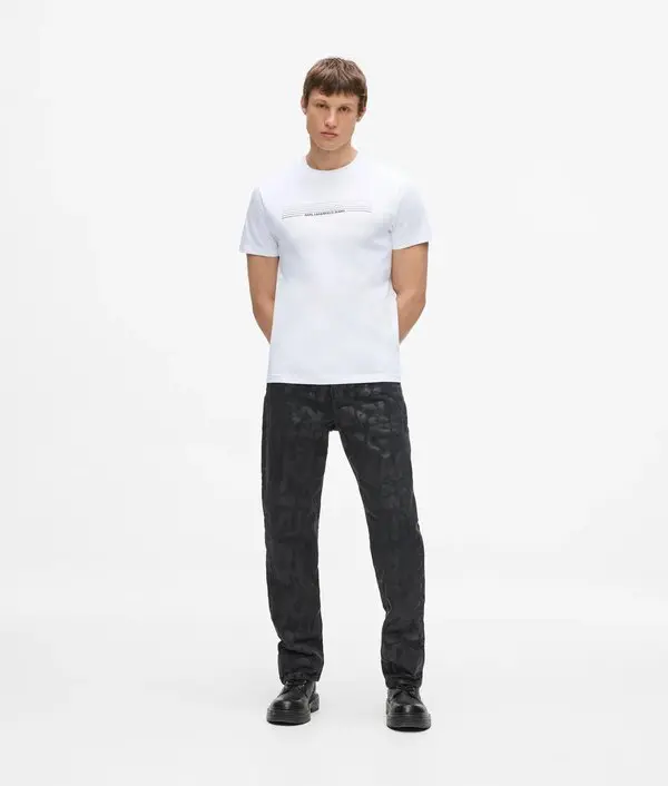 KL JEANS Slim Striped Logo T-shirt - White