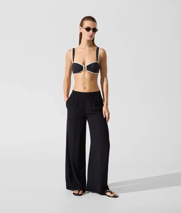 Karl Lagerfeld Signature Wide-leg Beach Pants - Black