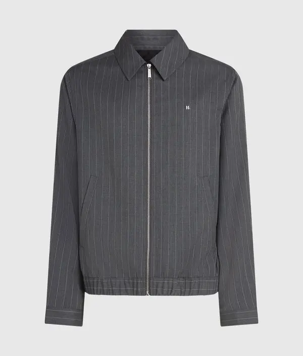 Karl Lagerfeld Pinstripe Wool Blend Zip-front Jacket