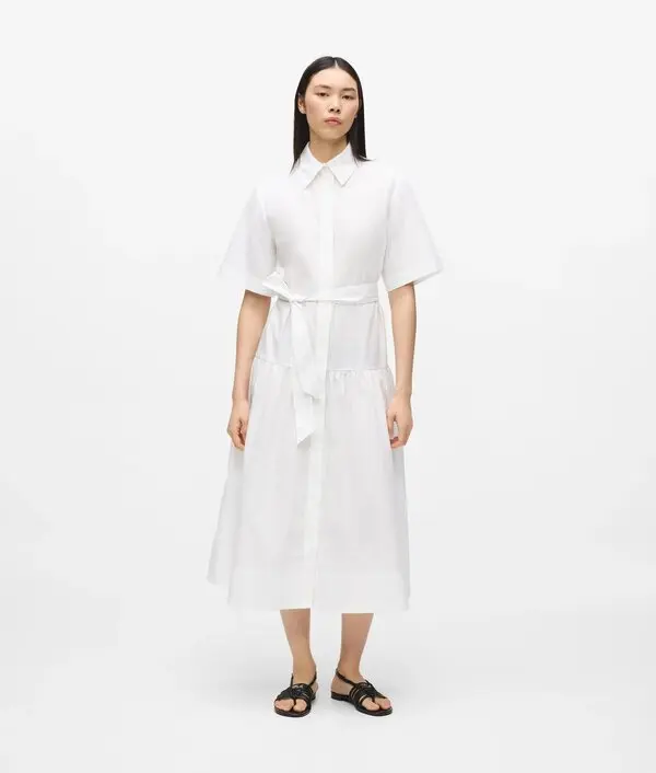 Karl Lagerfeld Midi Shirt Dress In Organic Cotton - White
