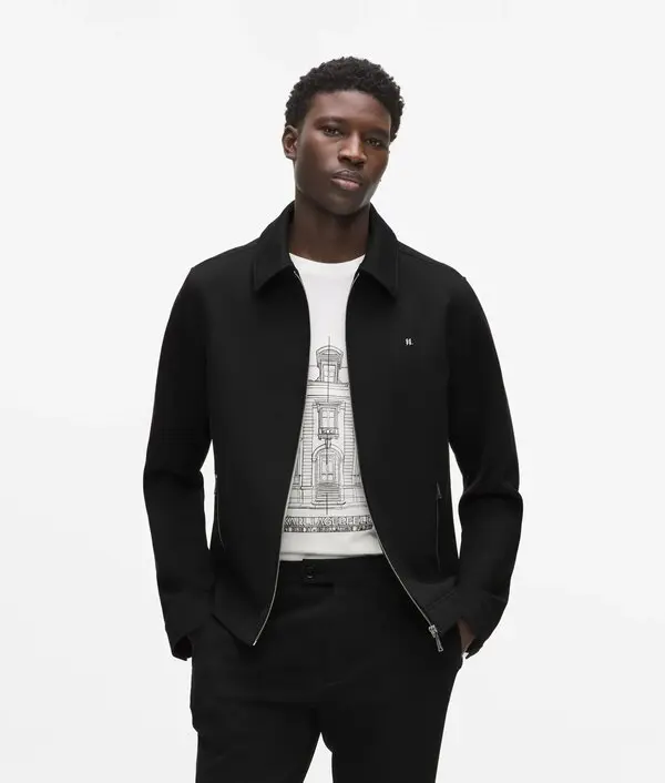 Karl Lagerfeld Zip-up Punto Jacket - Black