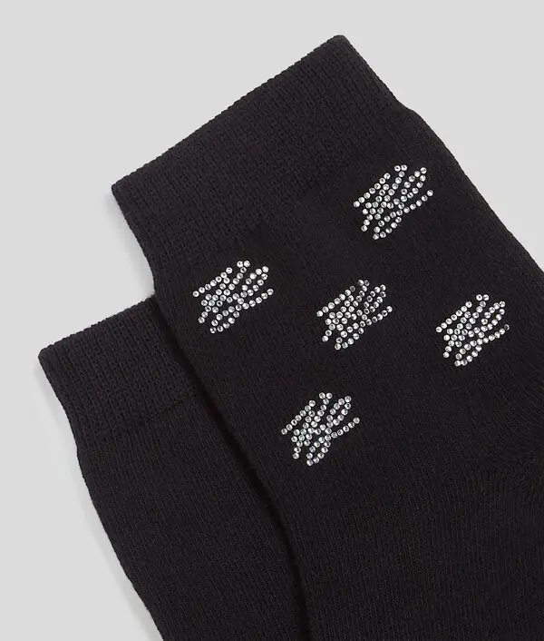 Karl Lagerfeld K/autograph Rhinestone Socks – 2-pack
