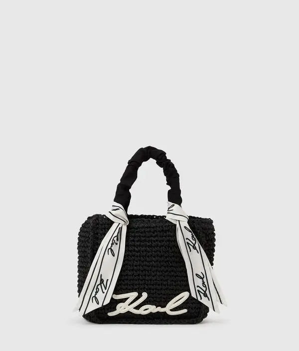 Karl Lagerfeld Signature Scarf Beach Bag - Black