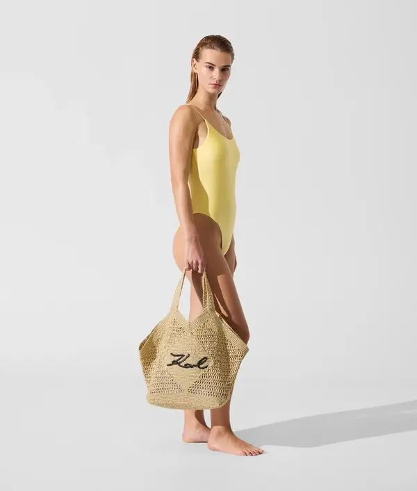 Karl Lagerfeld Signature Crochet Tote Bag