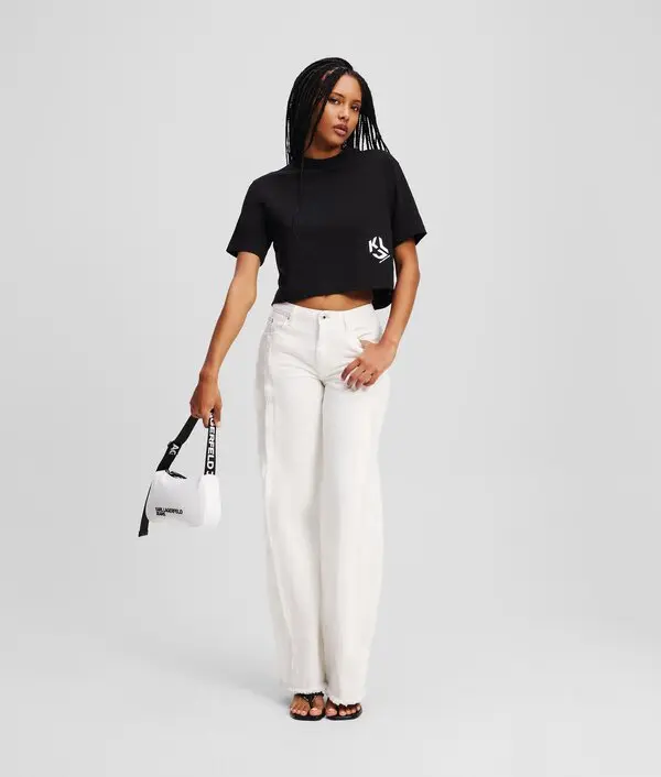 KL JEANS Jeans Monogram Cropped T-shirt - Black
