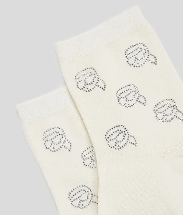 Karl Lagerfeld Ikon Rhinestone Socks 2-pack