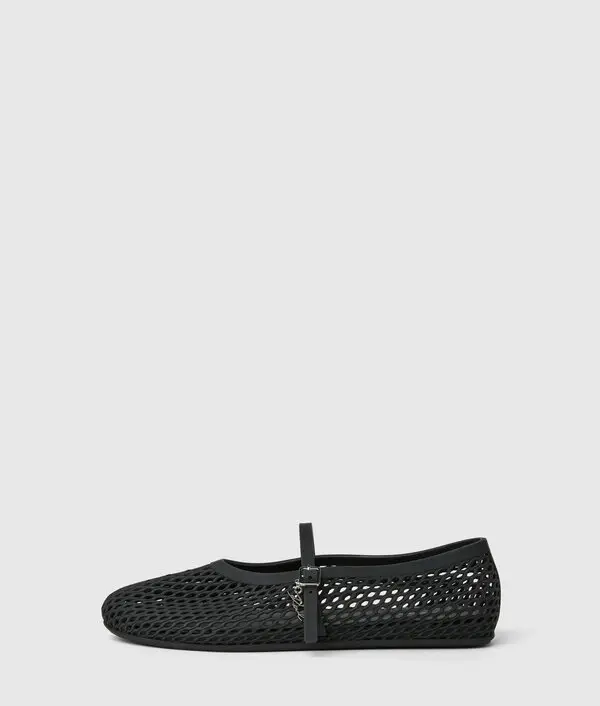 Karl Lagerfeld Matte Rubber Mesh Jelly Ballet Strap Pumps