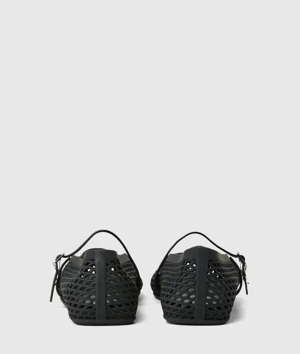 Karl Lagerfeld Matte Rubber Mesh Jelly Ballet Strap Pumps