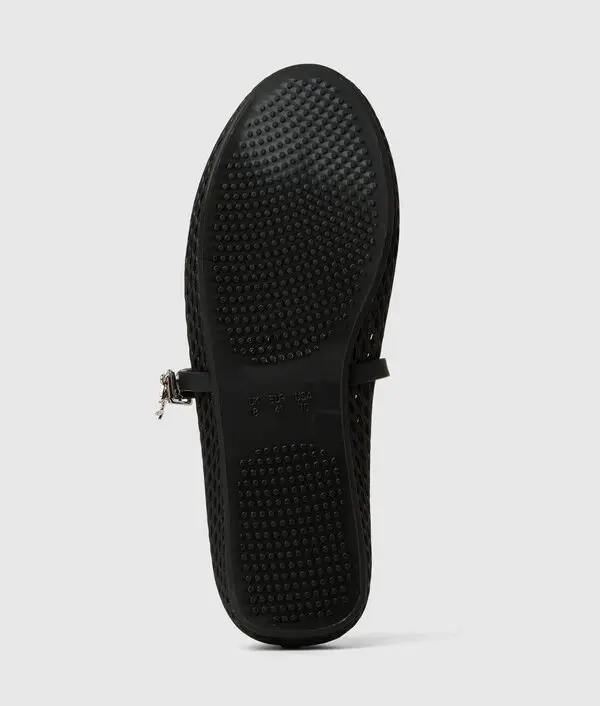 Karl Lagerfeld Matte Rubber Mesh Jelly Ballet Strap Pumps