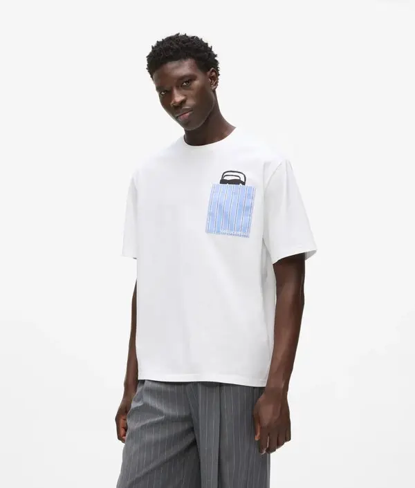Karl Lagerfeld Ikon Peeking Pocket T-shirt - White