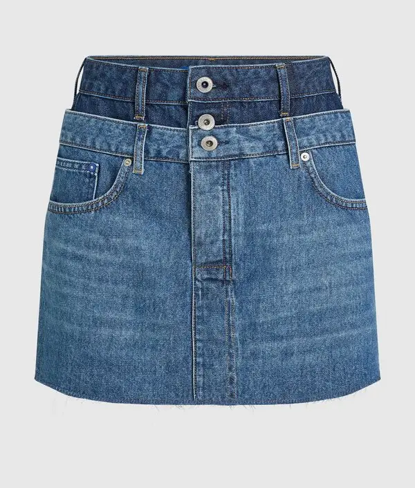 KL JEANS Dual-layer Denim Mini Skirt
