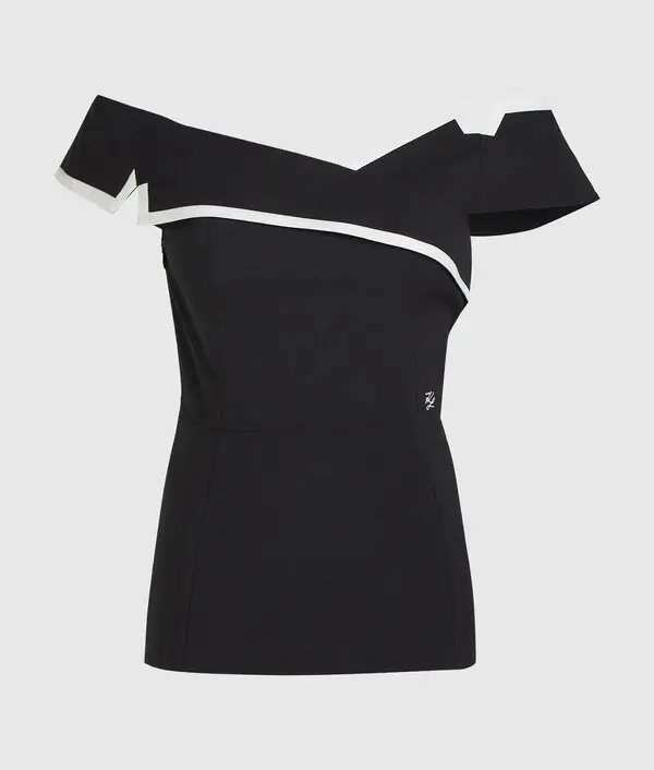 Karl Lagerfeld Tailored Off-shoulder Top With Contrast Piping