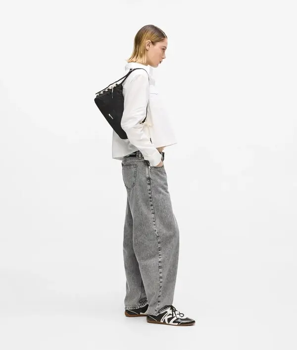 KL JEANS Jeans Nylon Shoulder Bag With Lace-up Detail - Black