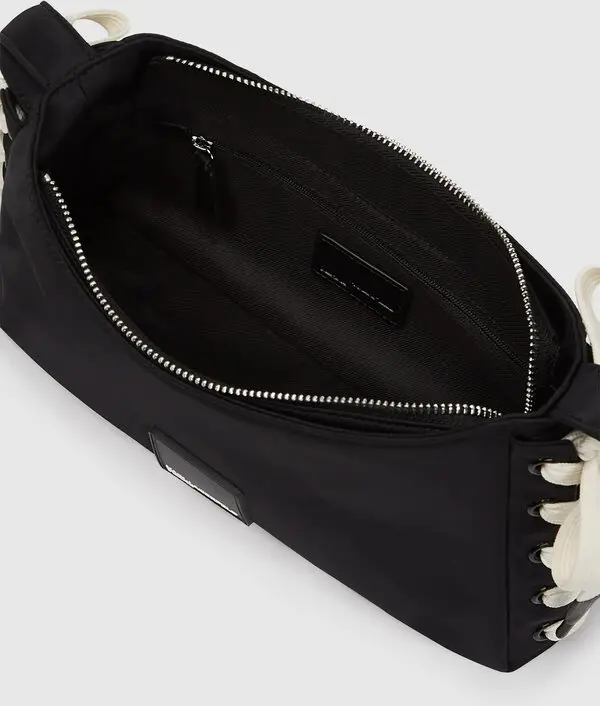 KL JEANS Jeans Nylon Shoulder Bag With Lace-up Detail - Black