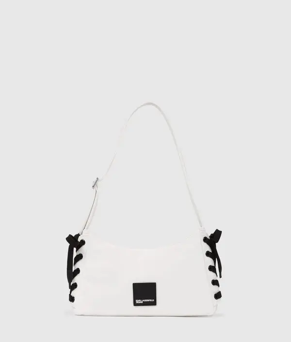 KL JEANS Nylon Lace-up Shoulder Bag - White