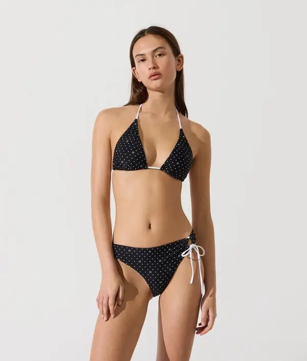 Karl Lagerfeld Polka Dot Triangle Bikini Top - Polka Dot-black