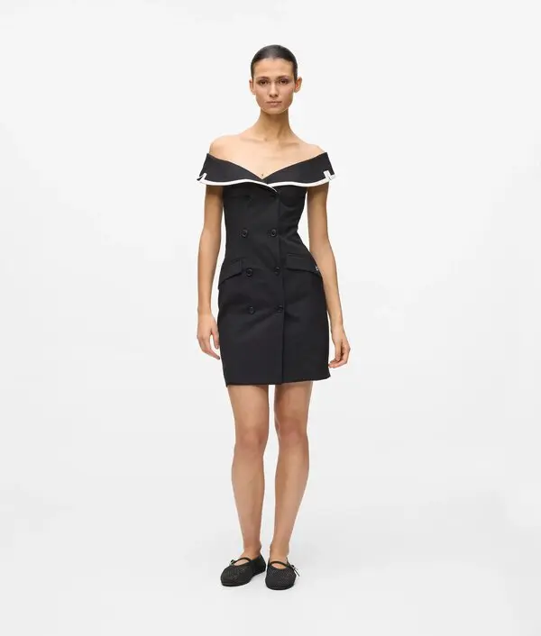 Karl Lagerfeld Off-shoulder Double-breasted Blazer Dress - Black/white