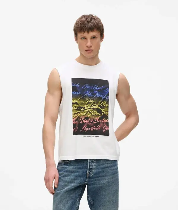 KL JEANS Karl Love Letter Tank Top - White